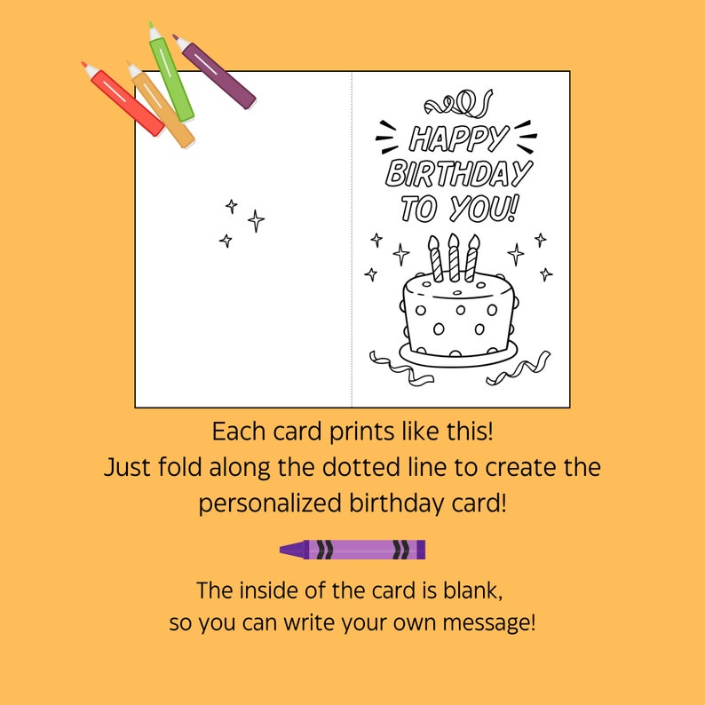 DIY Happy Birthday Card Printable Card to Color for Kids Coloring ...