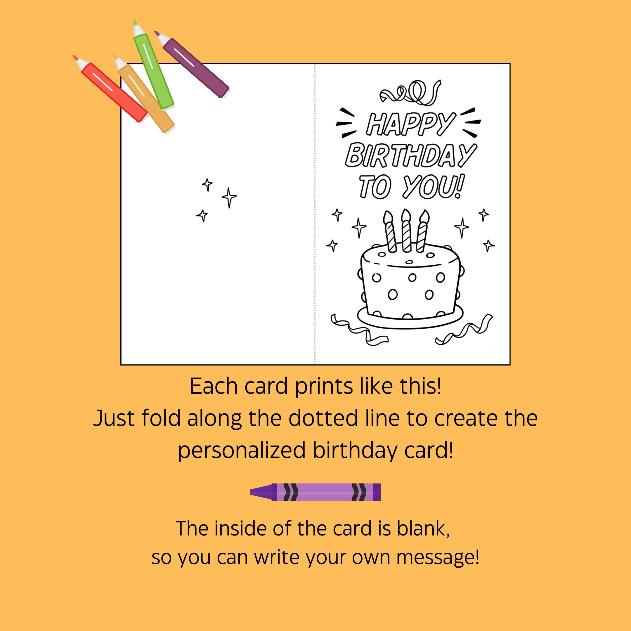 DIY Happy Birthday Card Printable Card to Color for Kids Coloring ...