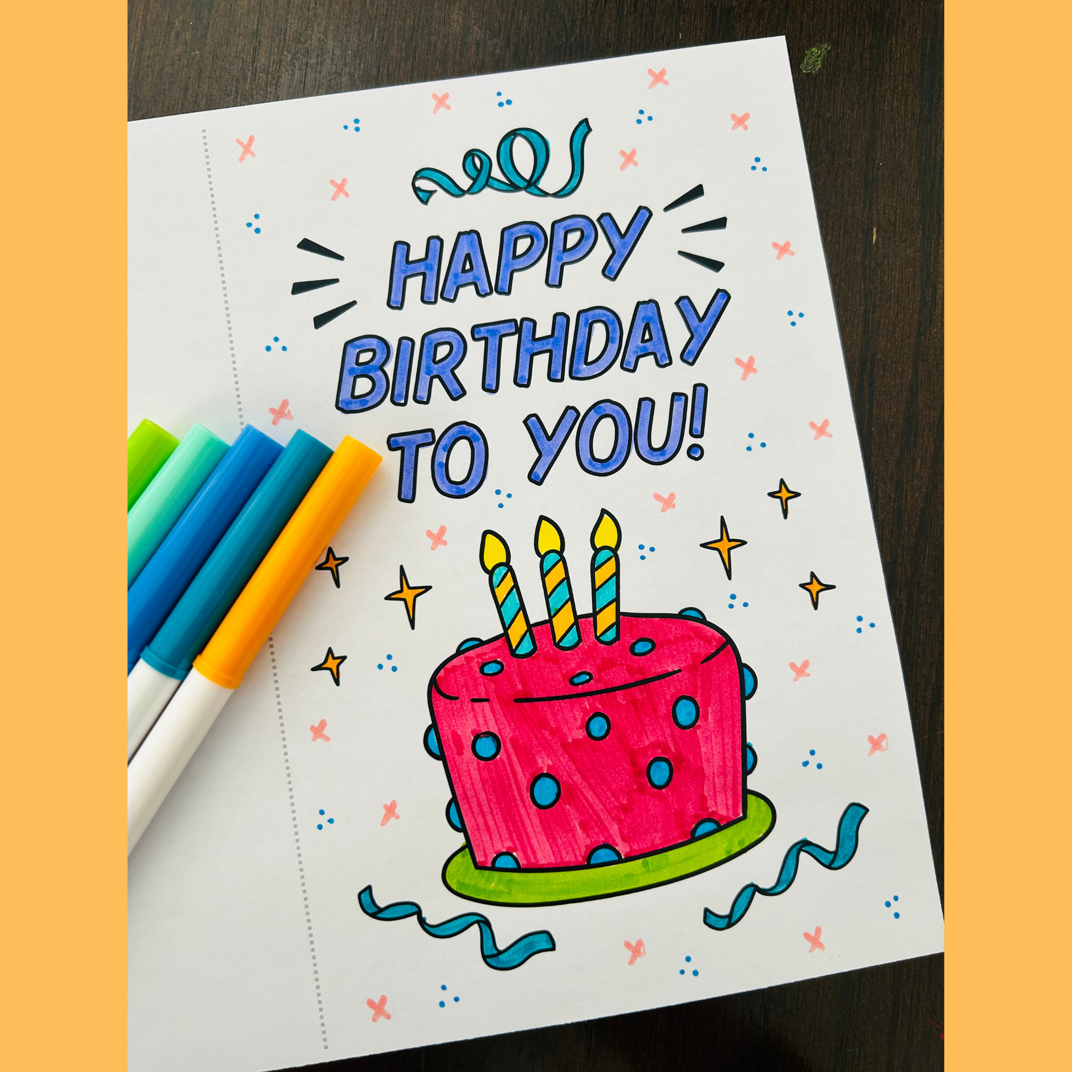 DIY Happy Birthday Card Printable Card to Color for Kids Coloring ...