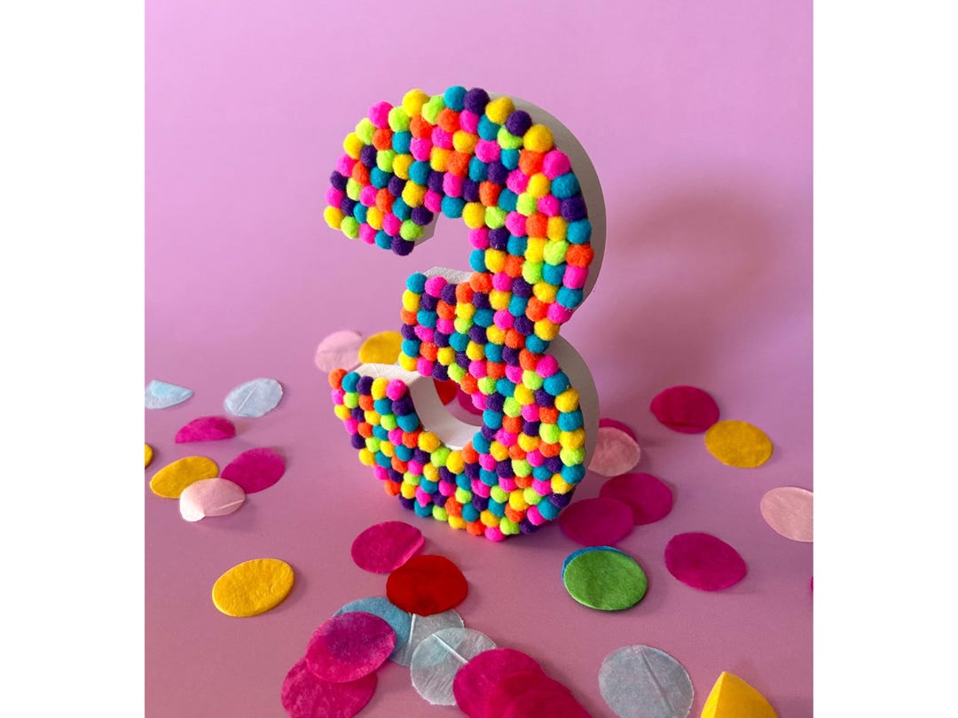 Custom Rainbow Numbers Pom Pom Number Wall Art Rainbow Wall Decor ...