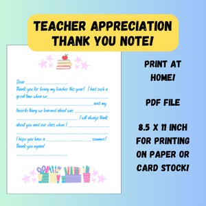 Personalized Teacher Gratitude Letter for Children Teacher Gift ...
