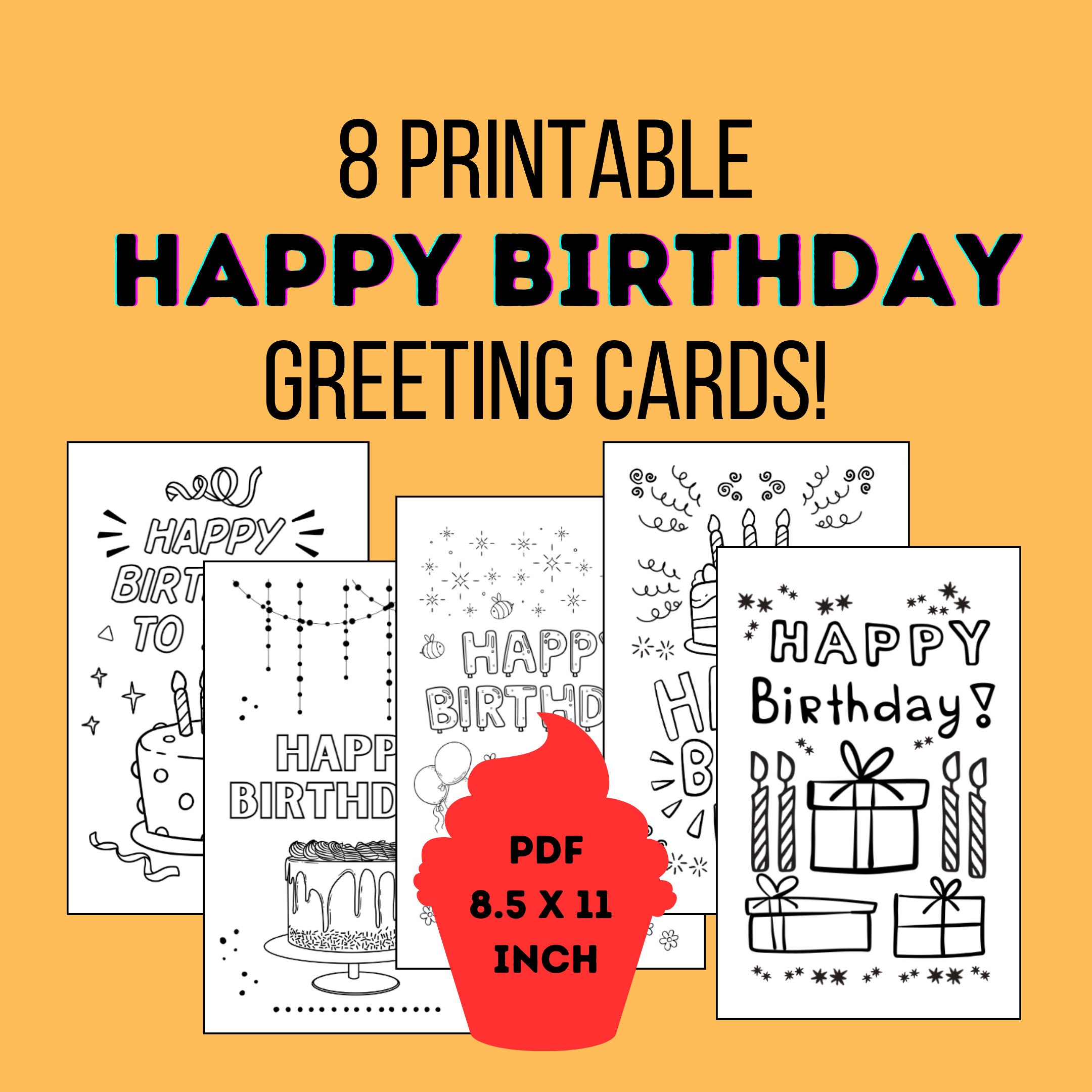 DIY Happy Birthday Card Printable Card to Color for Kids Coloring ...