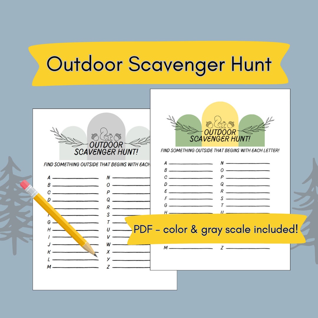 Outdoor Scavenger Hunt Alphabet Scavenger Hunt for Parties Kids ...