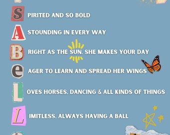 Customized acrostic Name Customized Print Floral Minimalist Acrostic ...