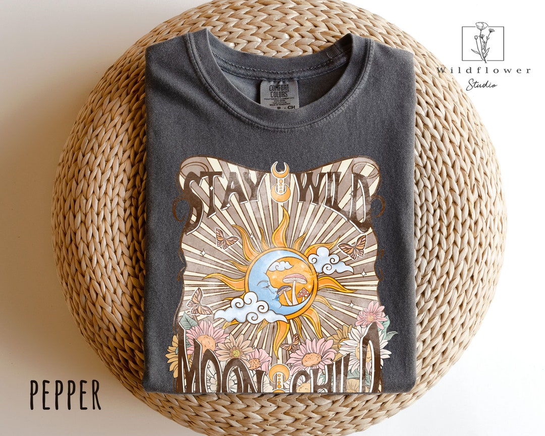 Stay Wild Moon Child, Celestial Sun and Moon Shirt, Boho Sun Moon ...