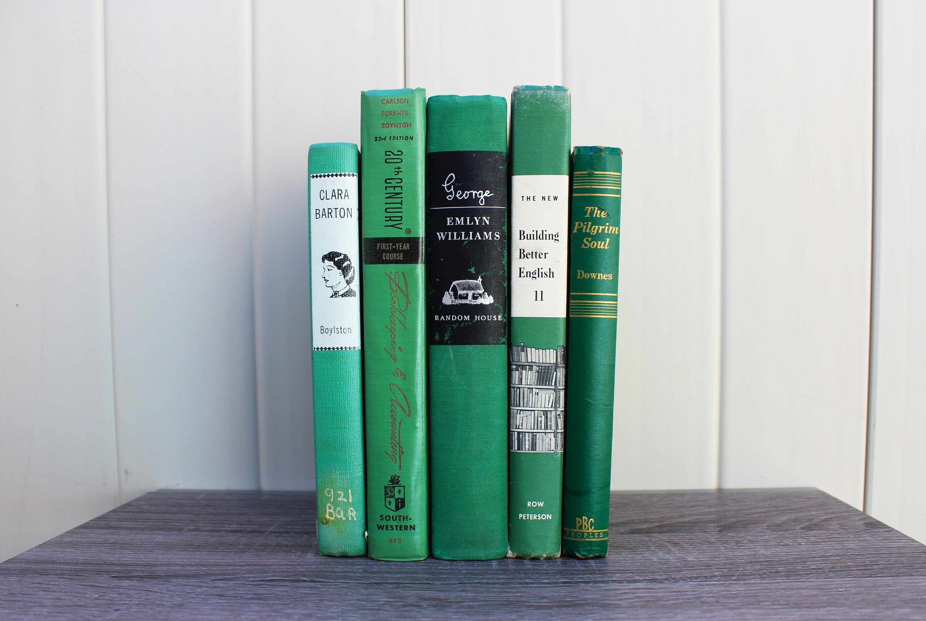 Emerald Green Book Bundle for Decor, Vintage Book Collection, Color ...