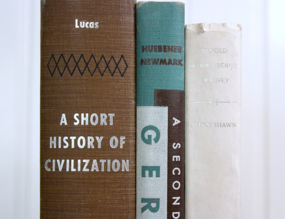 Mid Century Modern School Book Set, Decorative Book Bundle, German ...