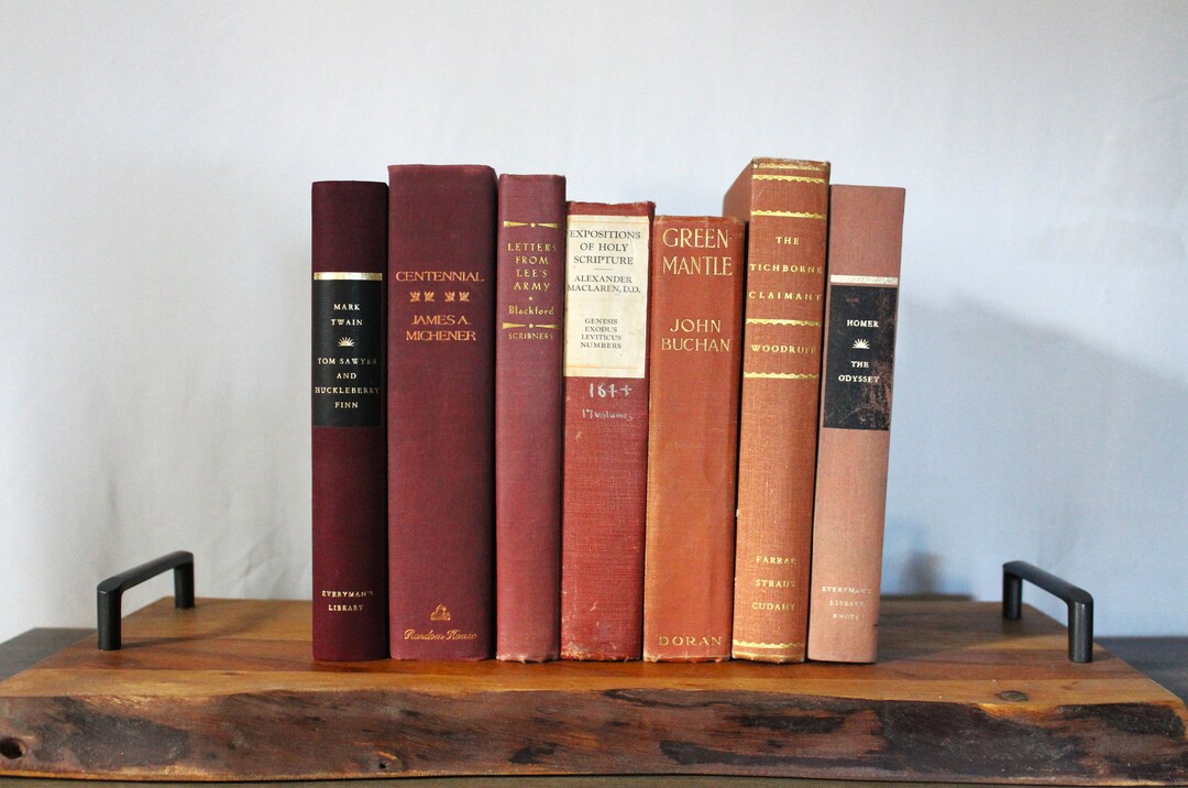 Burgundy Gradient Vintage Book Set, Decorative Books, Color Block Book ...