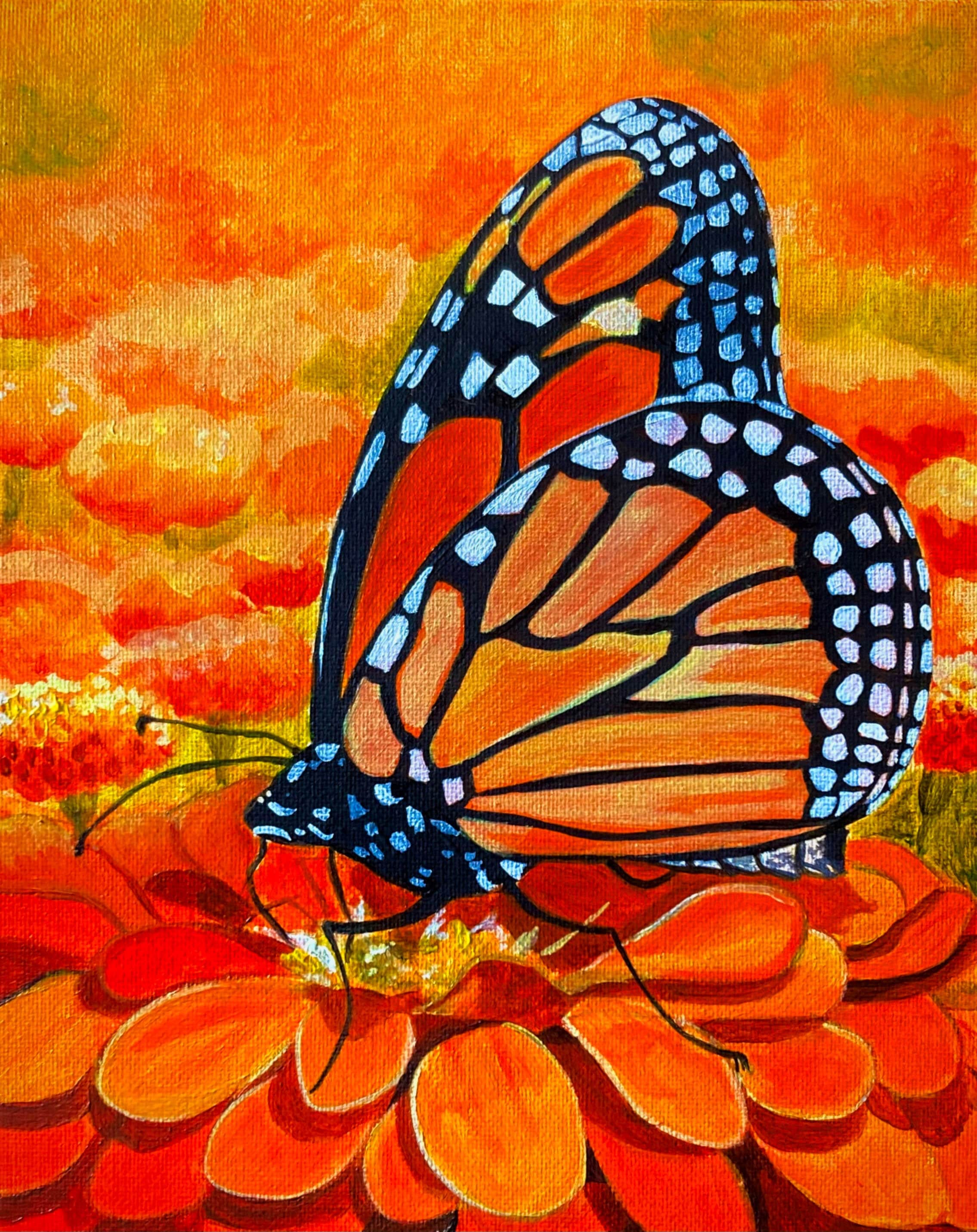 Monarch Butterfly Original Hand-painted ACRYLIC PAINTING monarch on ...