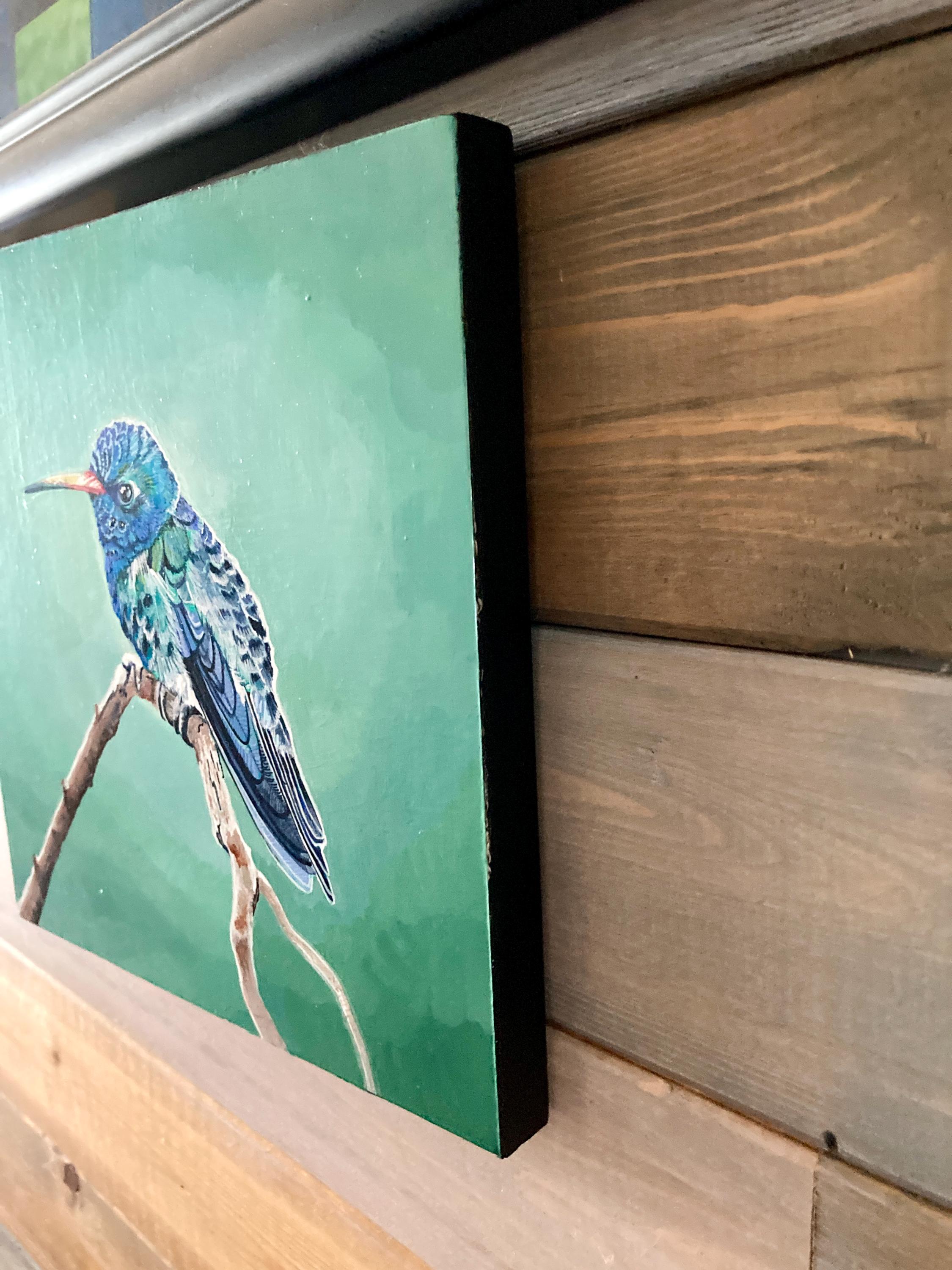 ORIGINAL Hand-painted Acrylic Painting HUMMINGBIRD Bird Realistic 8"x8 ...