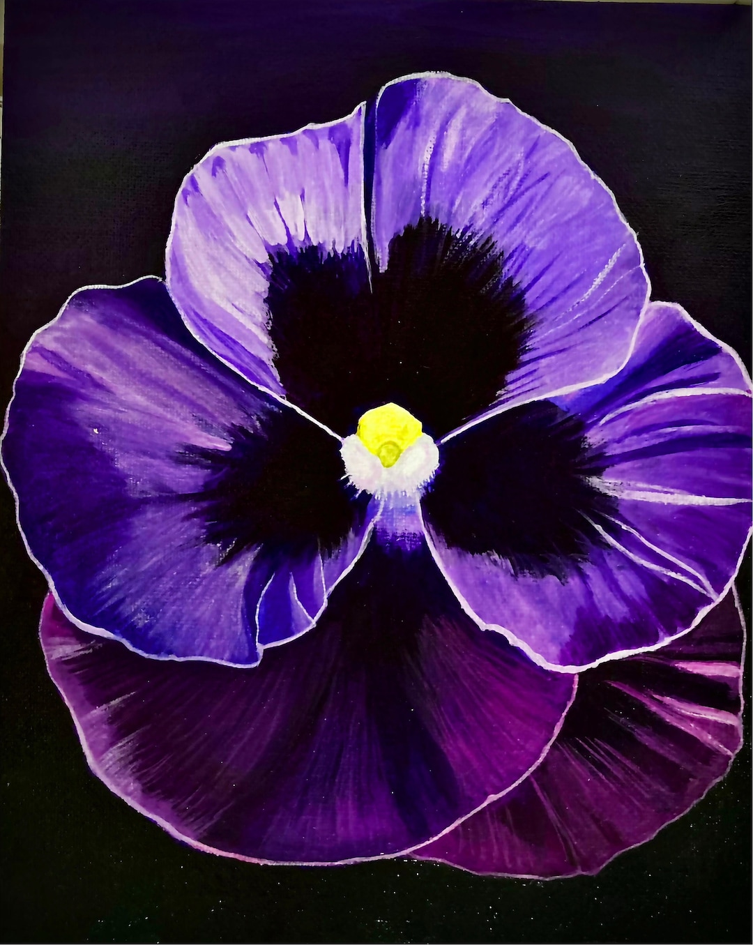 Pansy Flower Original Hand-painted ACRYLIC PAINTING Purple - Etsy