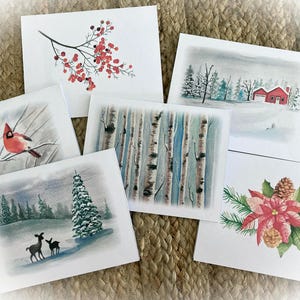 WINTER Scenes Greeting Cards Original Watercolor Print Christmas ...