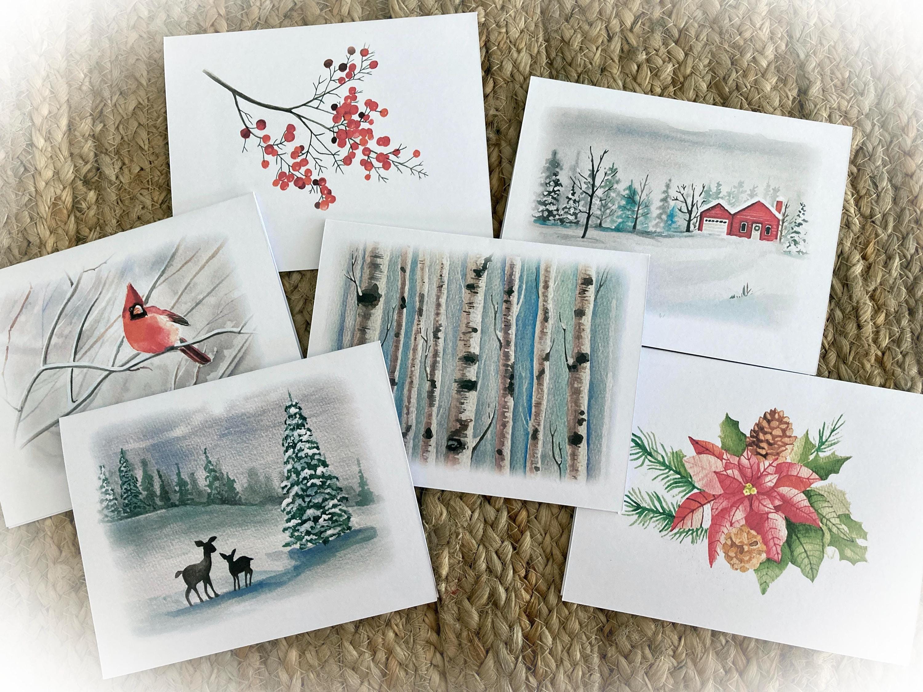 WINTER Scenes Greeting Cards Original Watercolor Print Christmas ...