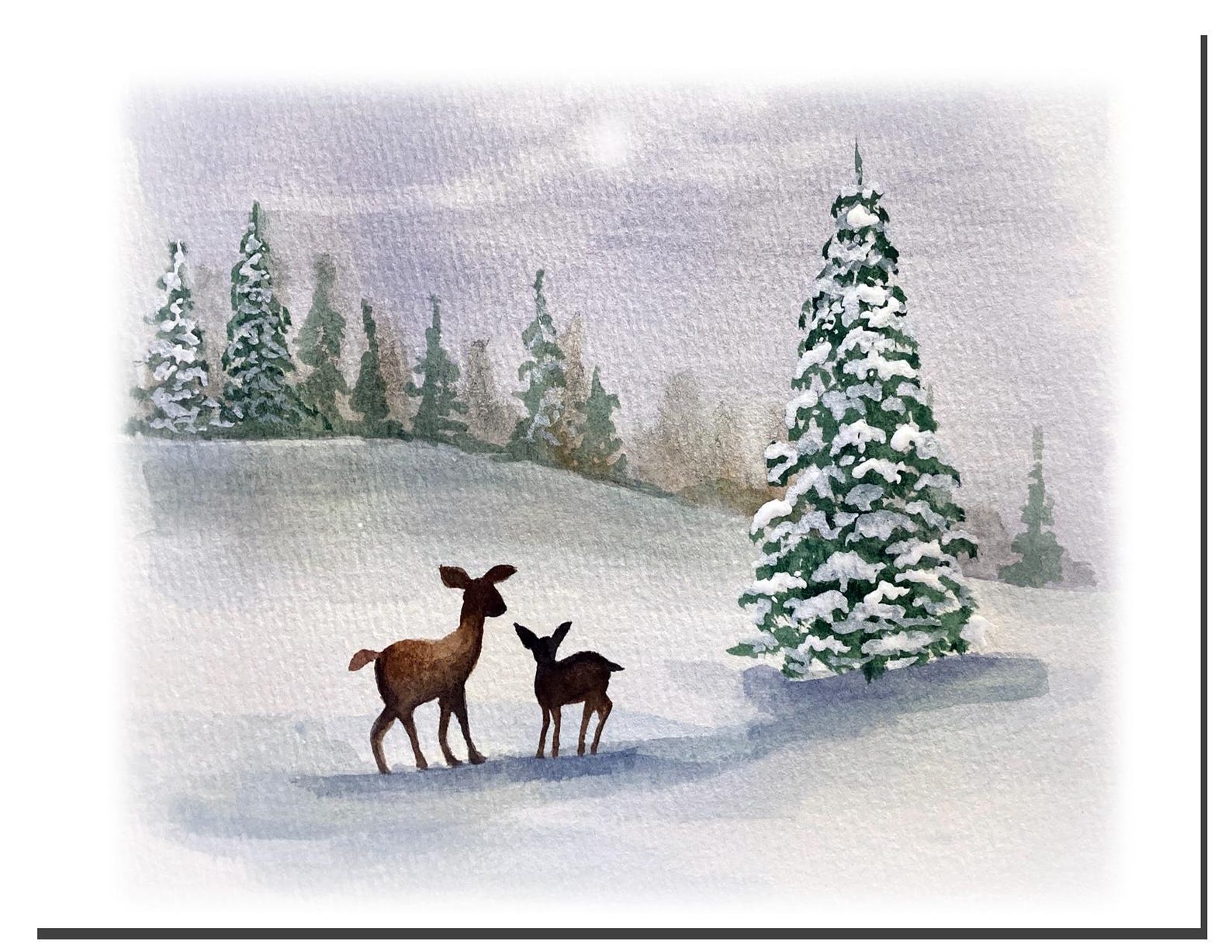 WINTER Scenes Greeting Cards Original Watercolor Print Christmas ...