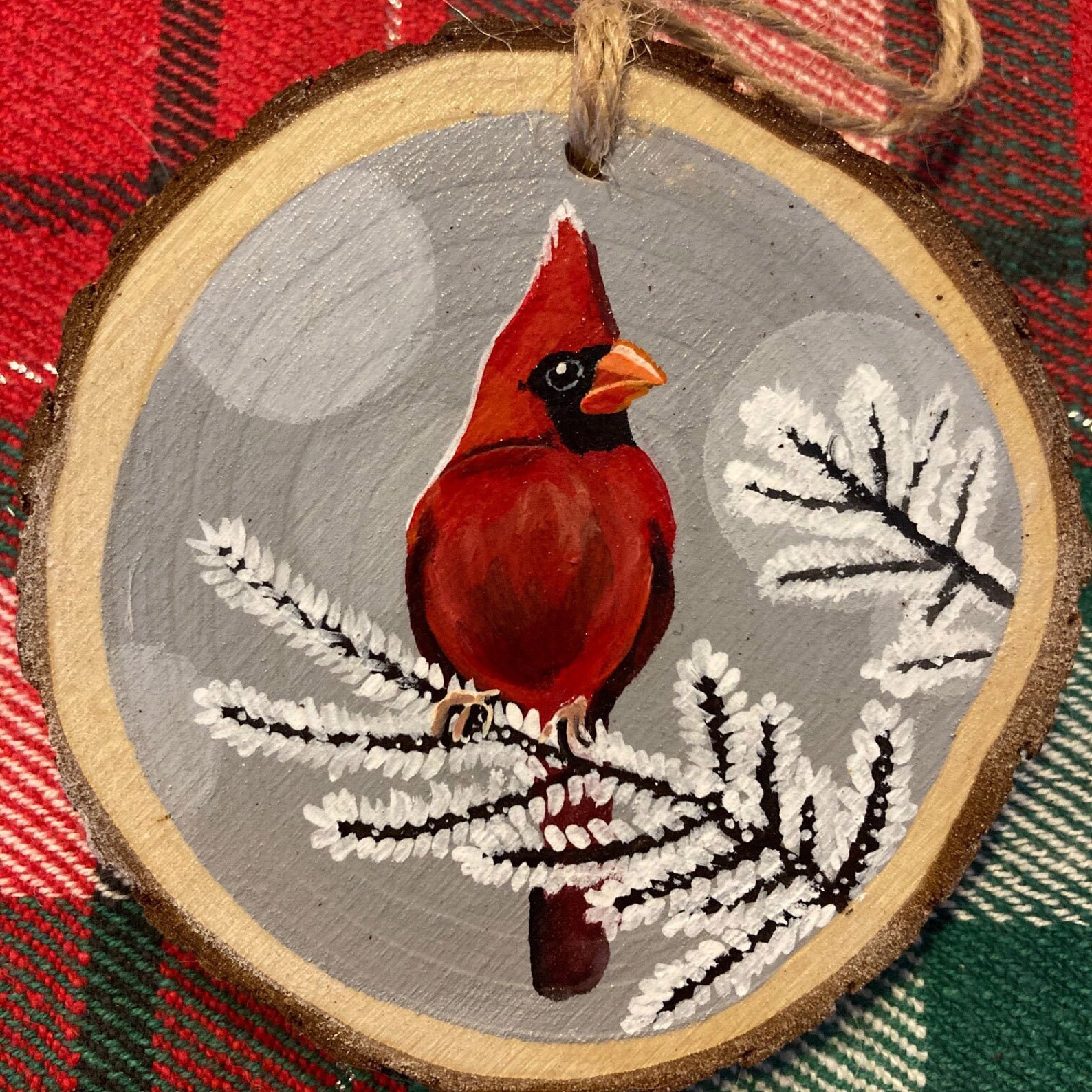 Cardinal Bird Winter HANDPAINTED Wood Slice Christmas - Etsy