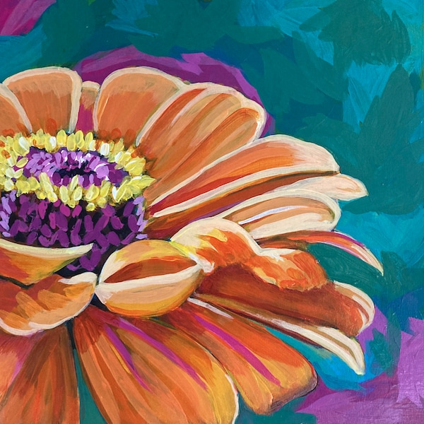 Zinnia Painting - Etsy