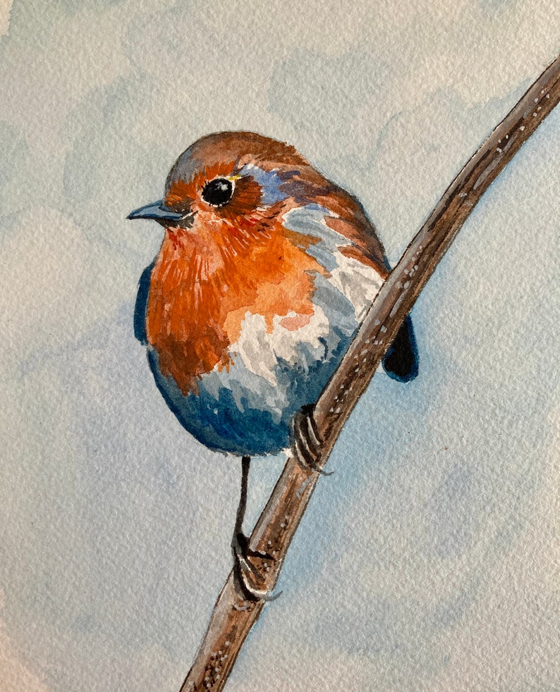 Giclee Art Print of Original Watercolor Painting "texas Robin" - Etsy