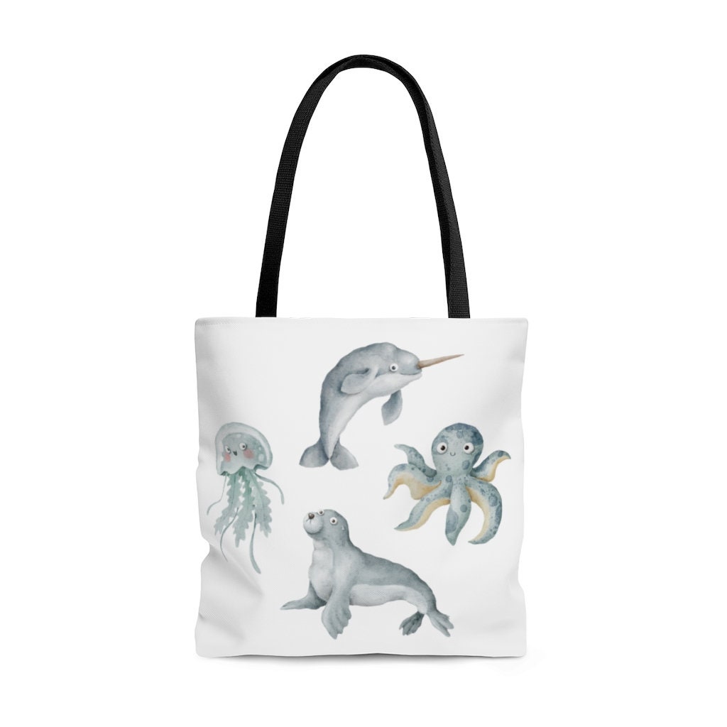 Cute Sea Creatures Tote Bag, Sustainable Grocery Bag, Book Tote ...