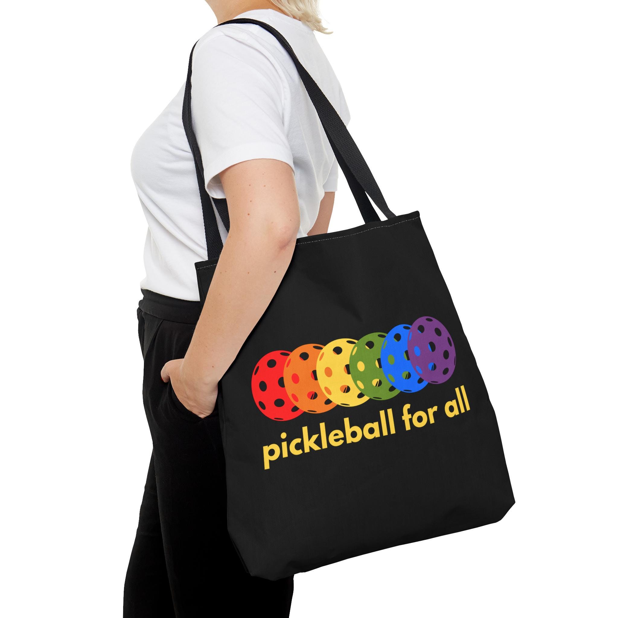 Black Pickleball Tote Bag, Inclusive Pickleball, Rainbow Pickleball ...