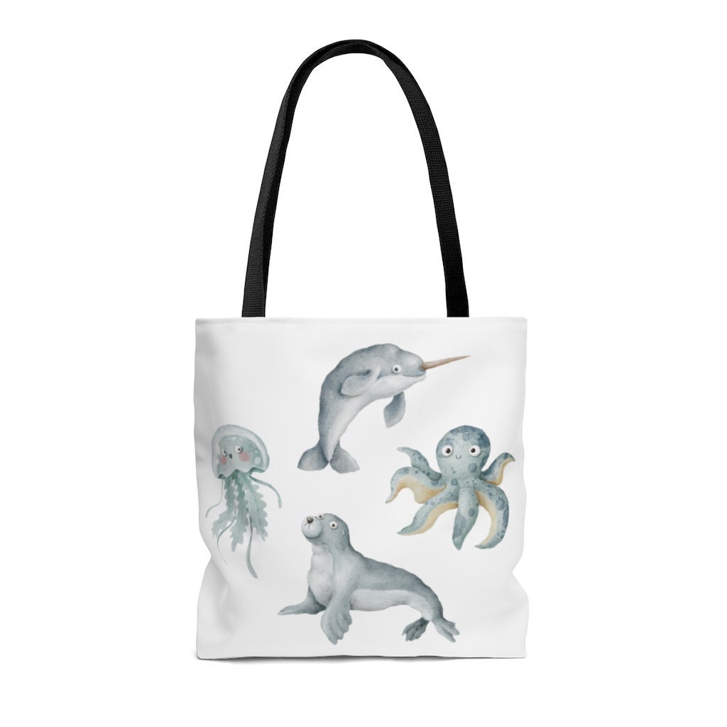 Cute Sea Creatures Tote Bag, Sustainable Grocery Bag, Book Tote ...
