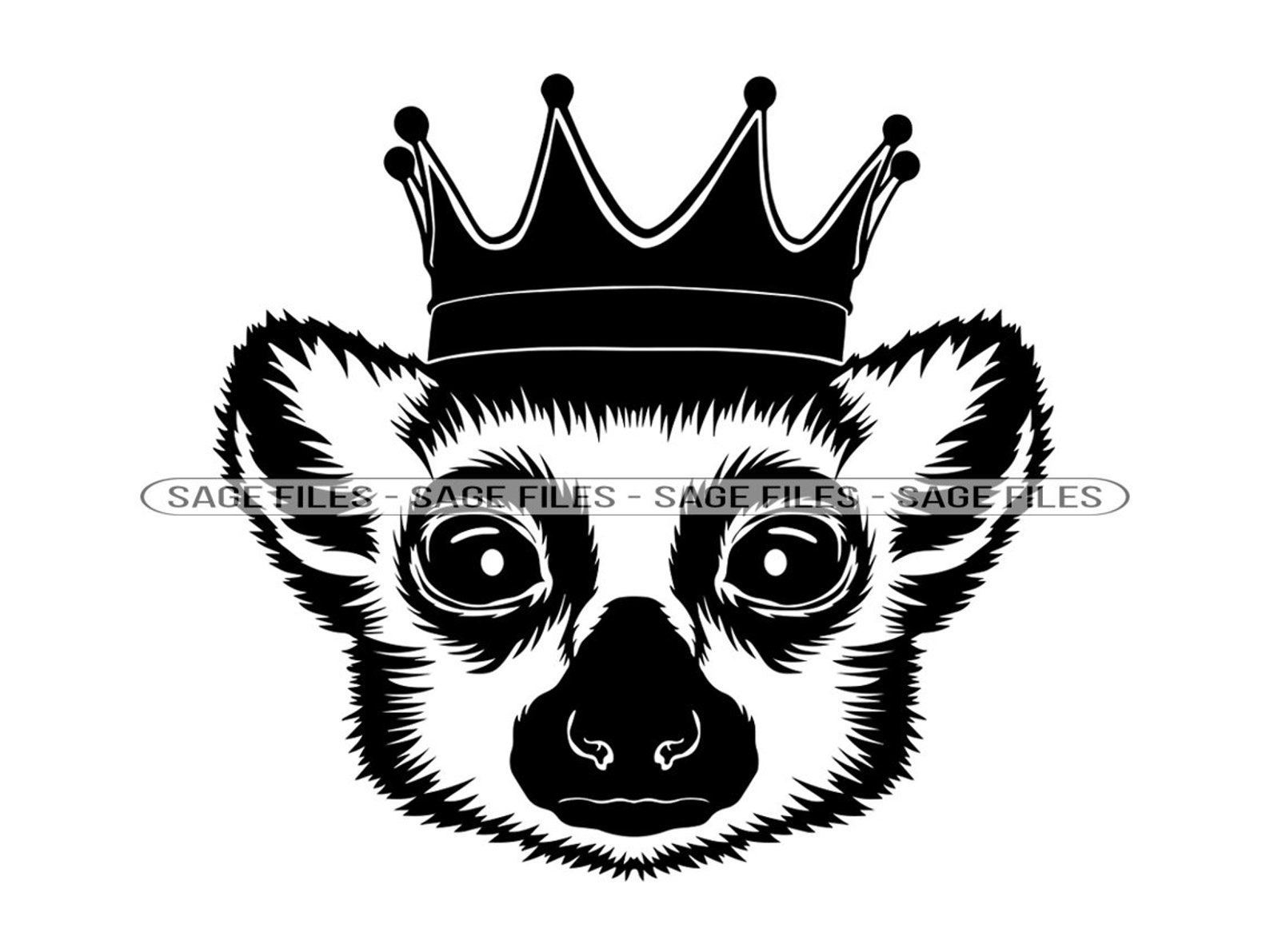 Lemur in Crown SVG, King Lemur SVG, Lemur Svg, Lemur Dxf, Lemur Png ...