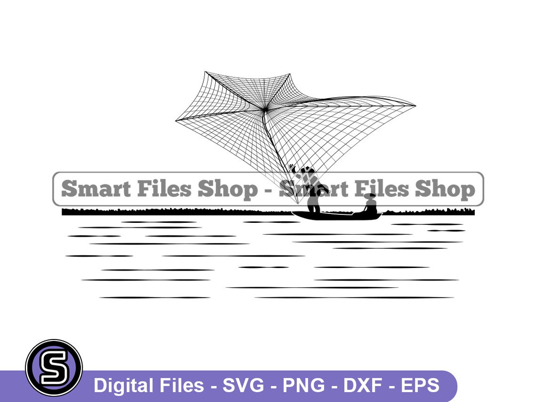 Fisherman Net #3 Svg, Fisherman Svg, Fishing Net Svg, Catching Fish Svg ...