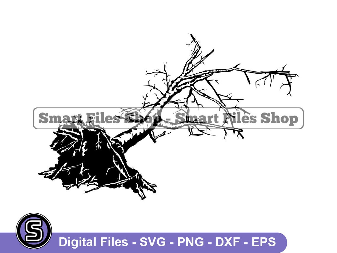 Uprooted Tree Svg, Fallen Tree With Roots Svg, Tree Svg, Tree Dxf, Tree ...