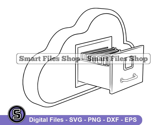 Cloud Storage Outline SVG Cloud Svg Cloud Storage Dxf Cloud | Etsy