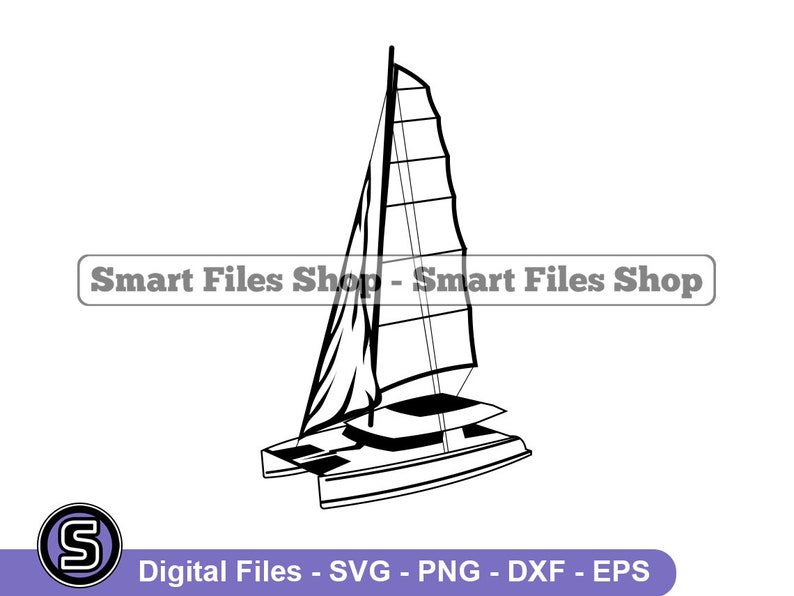 Catamaran Svg, Sailing Svg, Nautical Svg, Catamaran Dxf, Catamaran Png ...