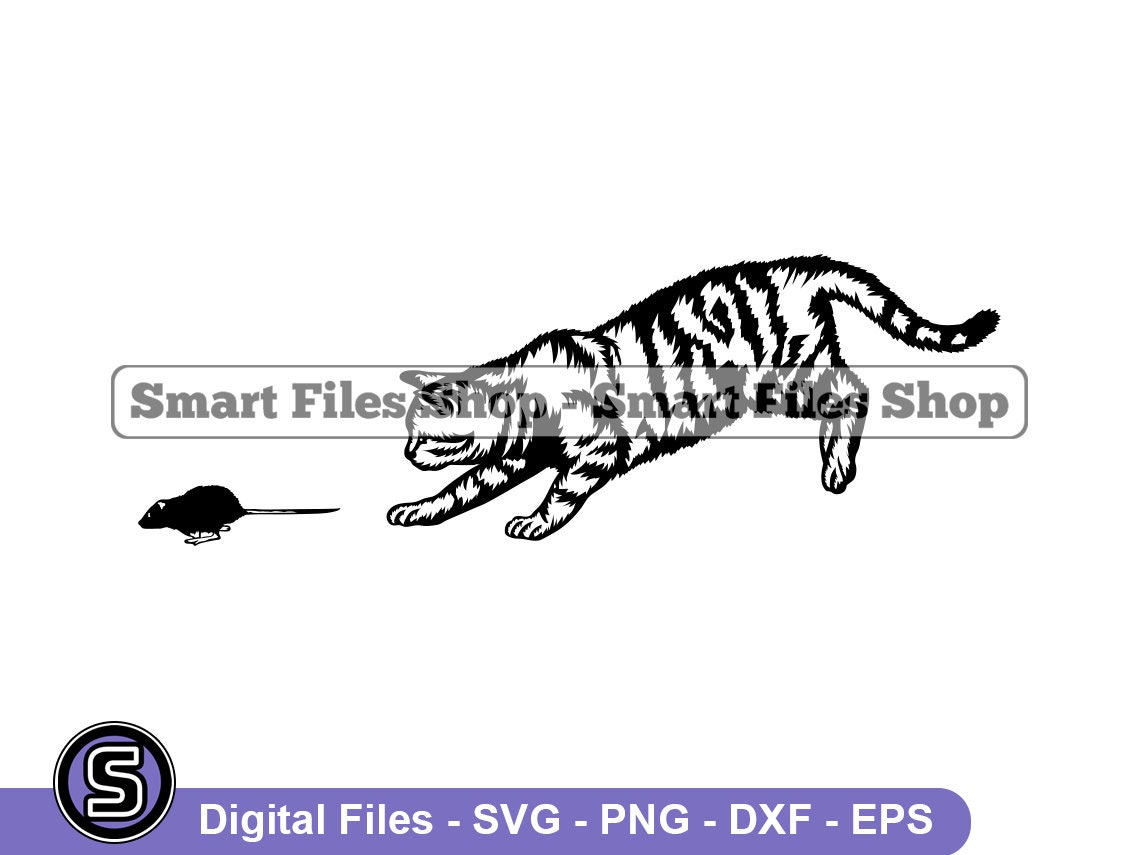 Cat Hunting Mouse Svg Cat Svg Mouse Svg Pet Svg Kitten - Etsy