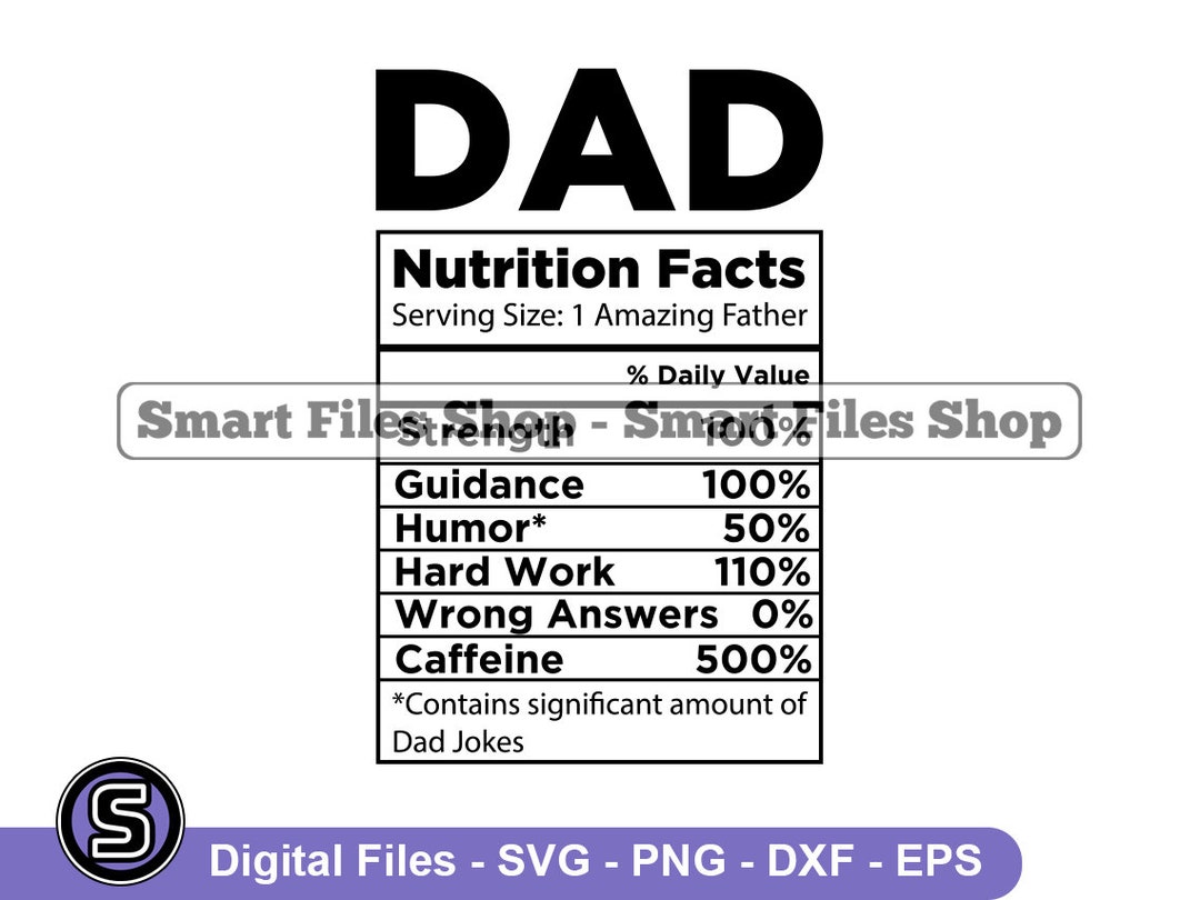 Dad Nutrition Facts Svg, Dad Svg, Father Svg, Father's Day Svg, Funny ...