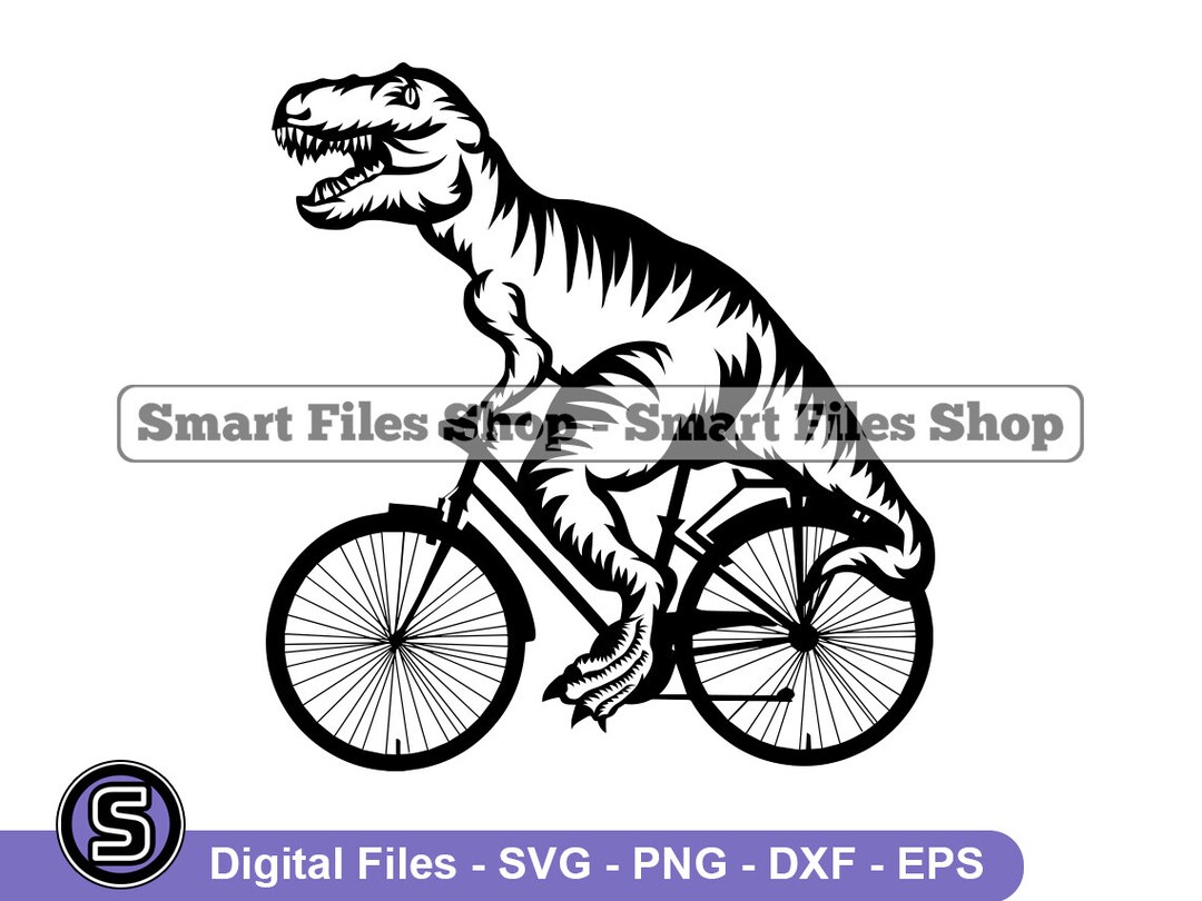T-rex Riding Bicycle Svg, T-rex Svg, Bicycle Svg, T-rex Dxf, T-rex Png ...