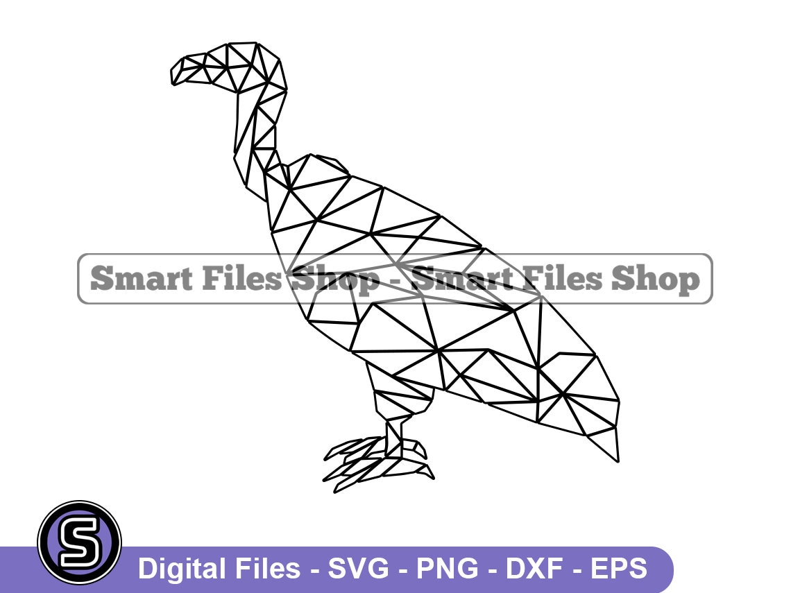 Geometric Vulture Outline Svg Vulture Svg Geometric Animals - Etsy