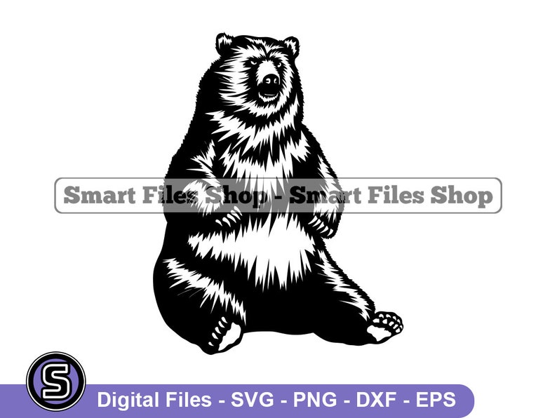 Clumsy Bear Sitting Svg Funny Bear Svg Bear Svg Bear Dxf - Etsy