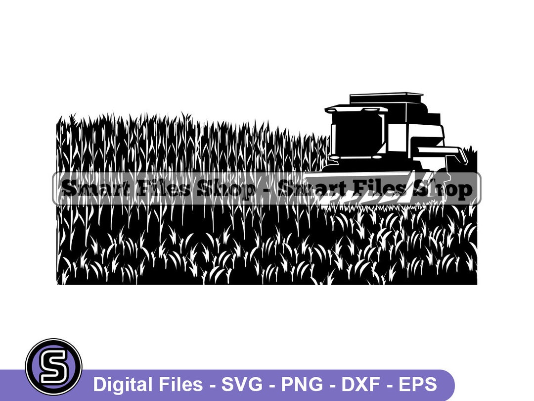 Combine Harvesting Corn Stocks 4 Svg, Harvester Svg, Combine Harvester ...