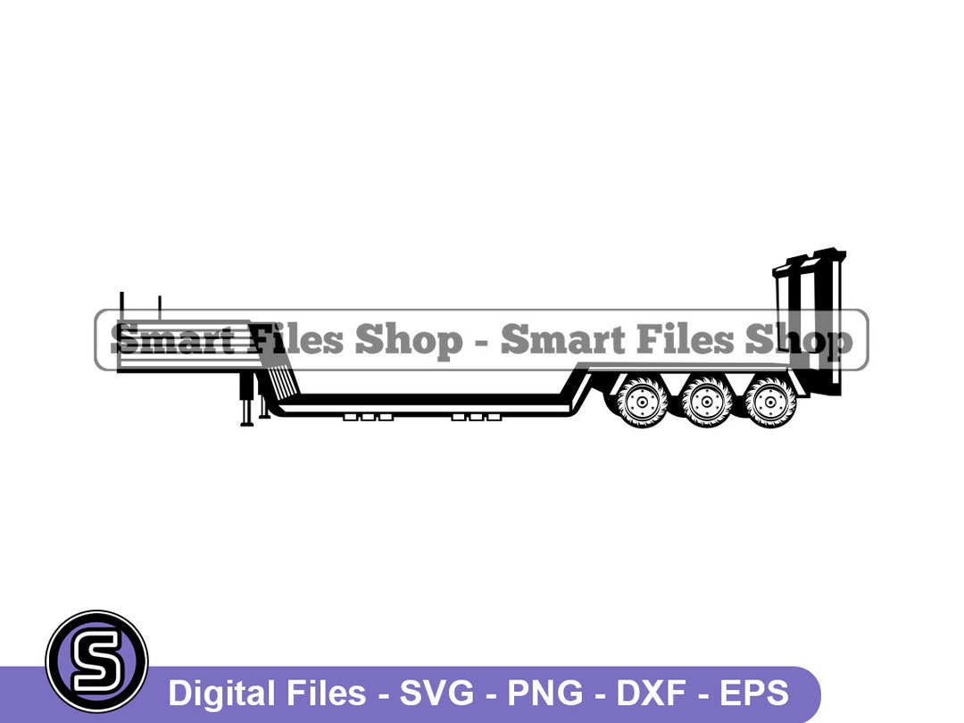 Lowboy Trailer Svg, Heavy Equipment Svg, Lowboy Trailer Dxf, Lowboy ...