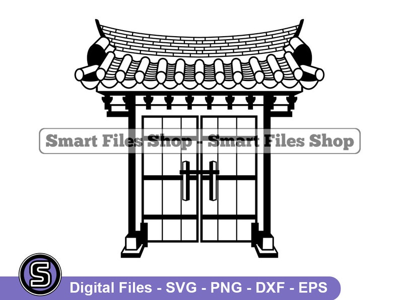 Asian Gate SVG, Asian Architecture Dxf, Asian Architecture Png, Asian ...