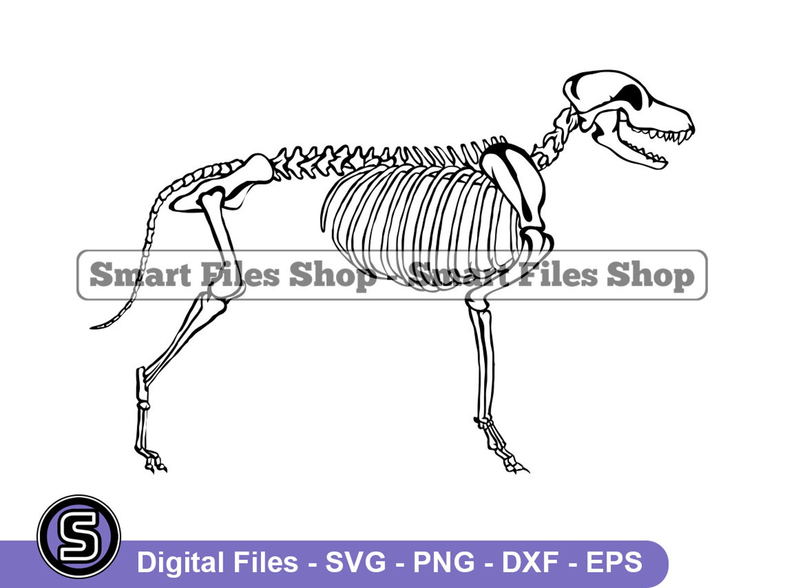 Dog Skeleton #3 Svg, Dog Svg, Kanine Svg, Dog Skeleton Dxf, Dog ...