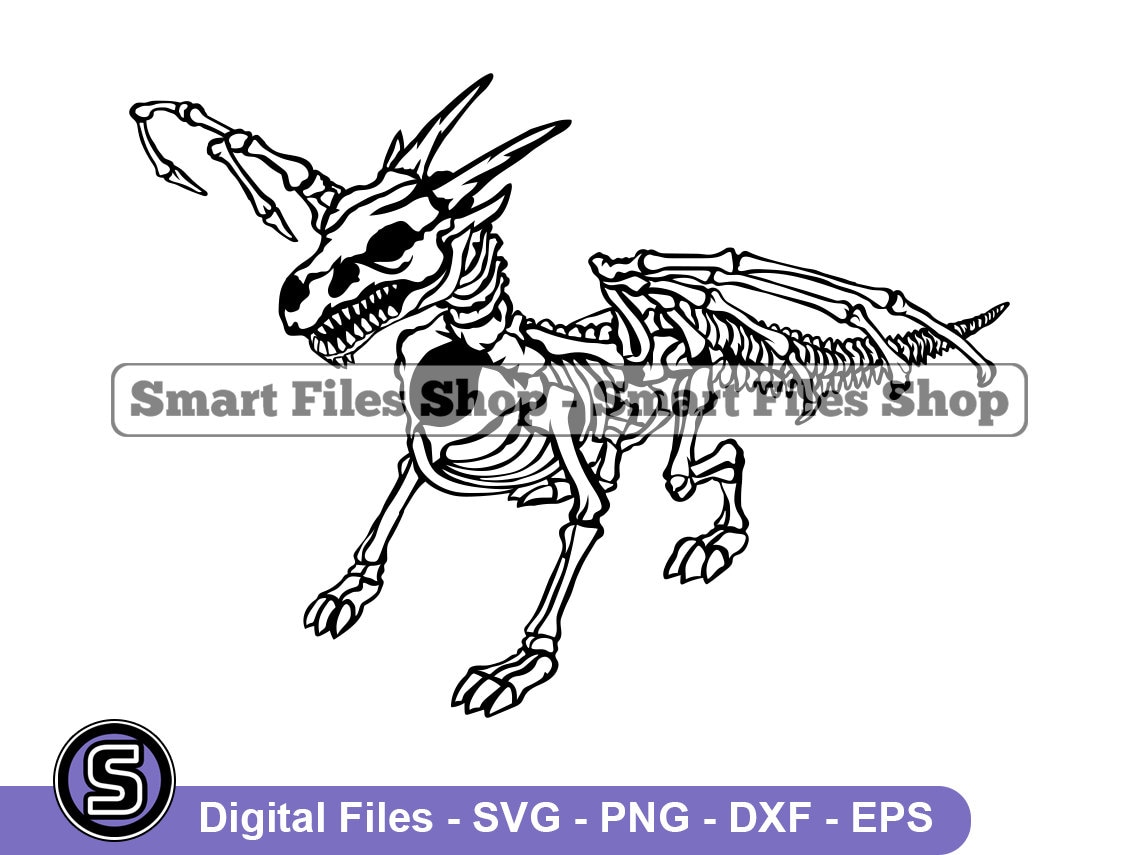 Dragon Skeleton Svg Dragon Svg Winged Dragon Svg Dragon - Etsy