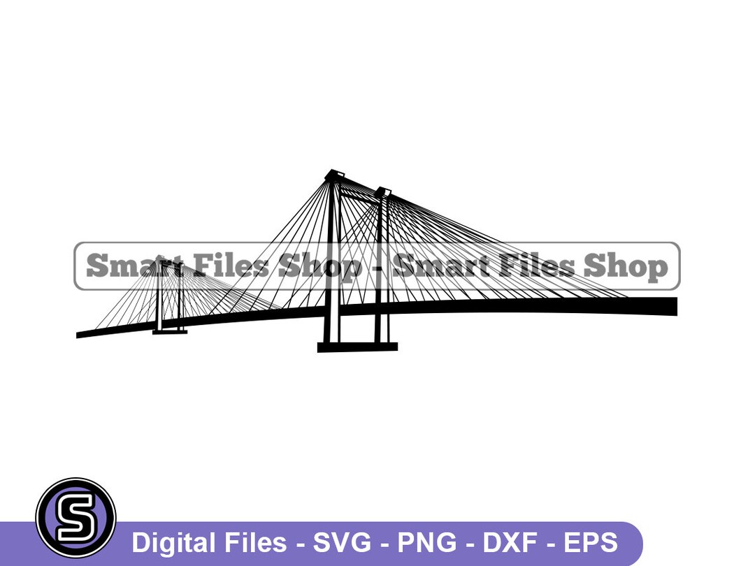 Cable Suspension Bridge SVG, Bridge SVG, Bridge Dxf, Bridge Png, Bridge ...