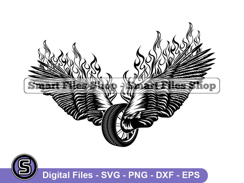 Flaming Tire With Wings Svg Car Tire Svg Tire Logo Svg Tire - Etsy