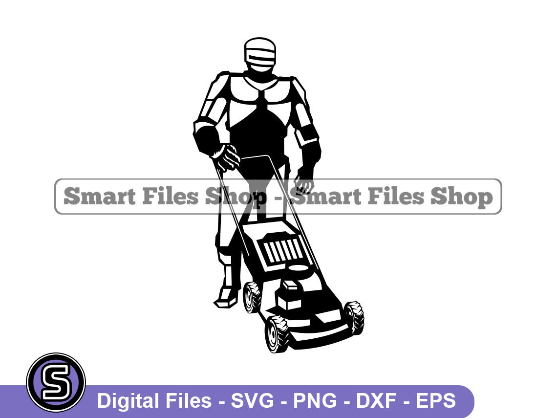 Robot Lawn Mowing Svg Lawn Mower Svg Landscaping Svg | Etsy