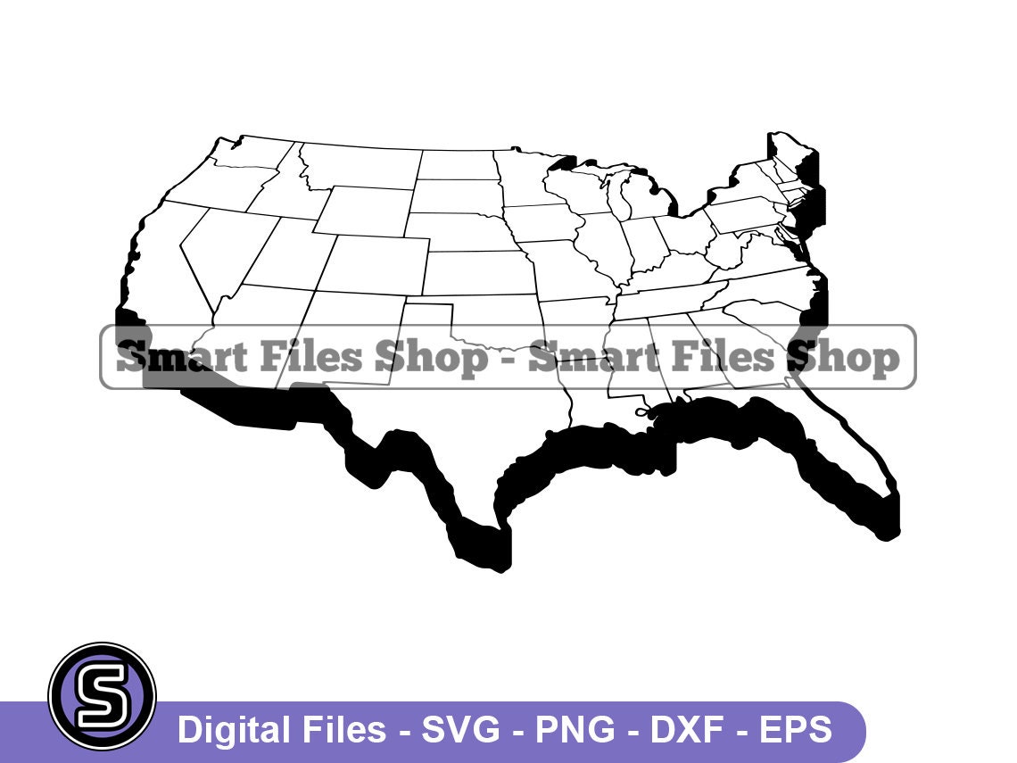 USA 3D Map Svg America Map Svg US Map Svg America 3d Map | Etsy