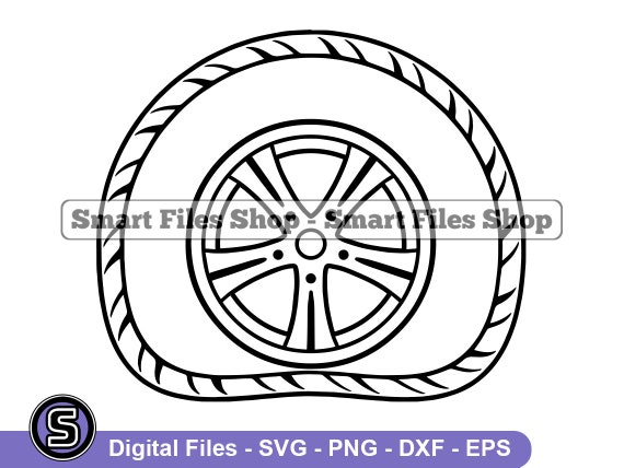 Flat Tire Outline 2 SVG Car Tire SVG Car Wheel Svg Car | Etsy