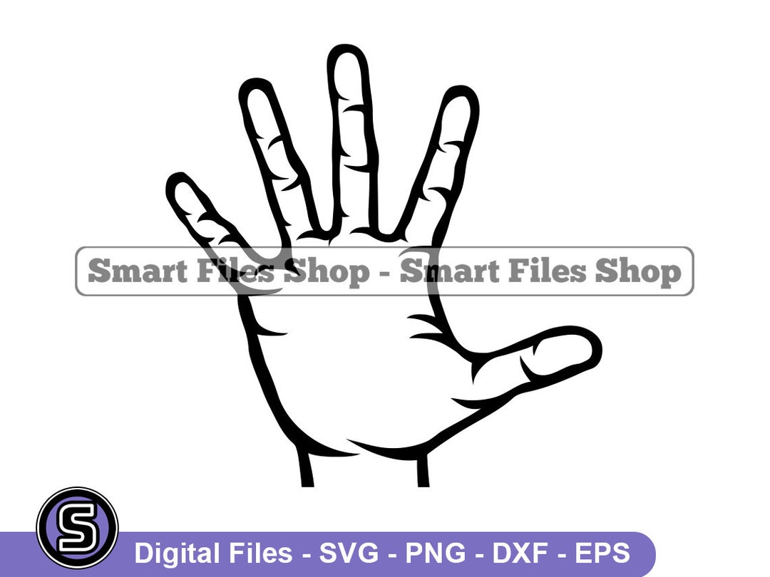 5 Fingers Hand Svg, Hand Svg, Hand Palm Svg, Hand Fingers Dxf, Hand ...