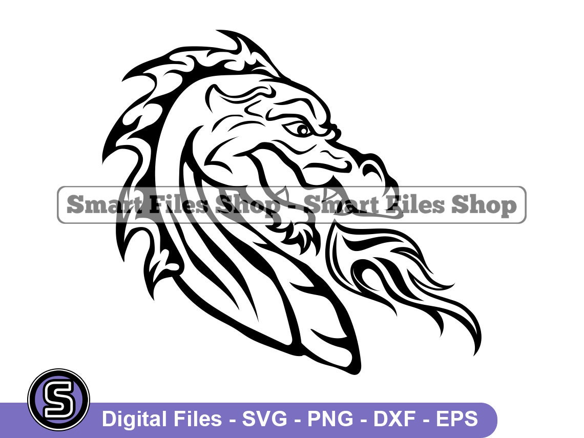 Fire Breathing Dragon Logo Svg Flaming Dragon Svg Dragon - Etsy