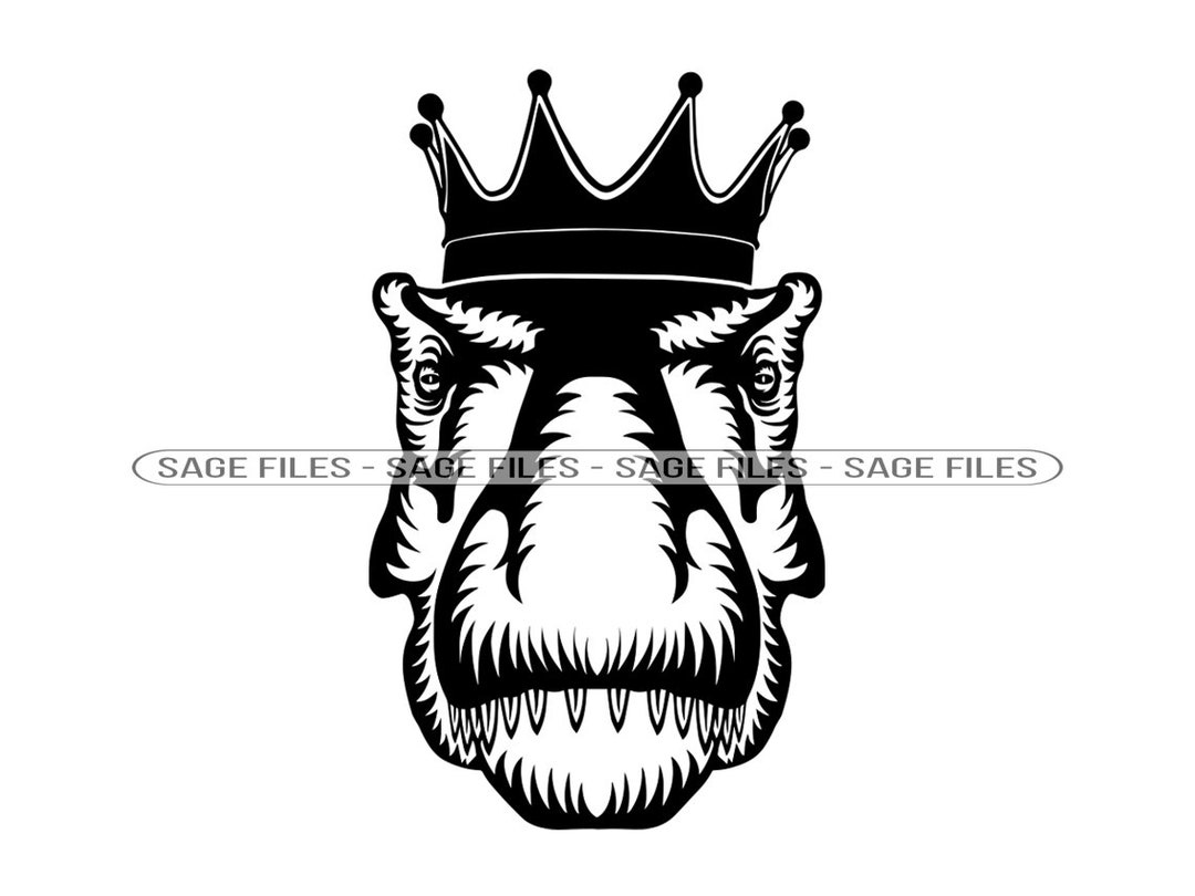 T-rex in Crown SVG, T-rex Svg, Trex Svg, T-rex King SVG, T-rex Dxf, T ...