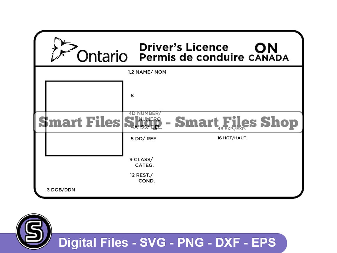 Canada Drivers Licence Empty Template Svg, Drivers Licence Svg, ID Svg ...