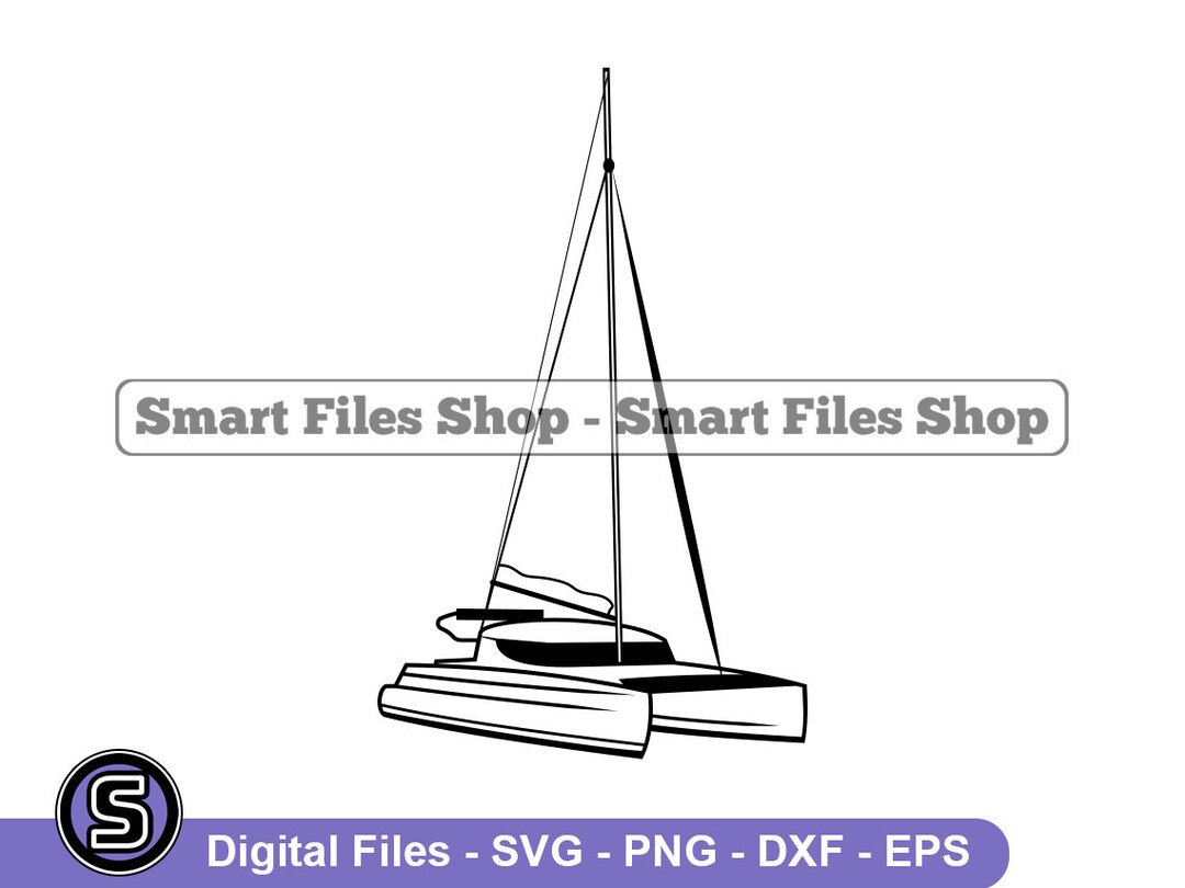 Catamaran #2 Svg, Catamaran Svg, Sailing Svg, Nautical Svg, Catamaran ...