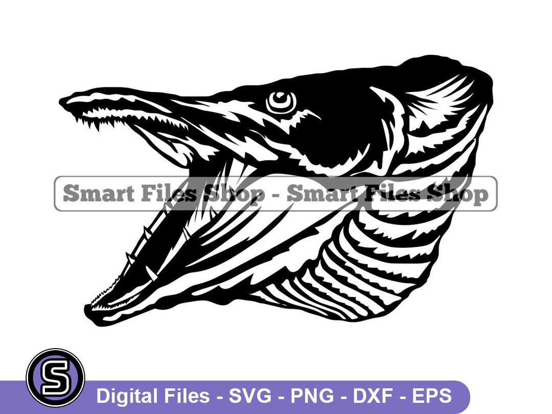 Northern Pike Head Svg Northern Pike Svg Fishing Svg - Etsy